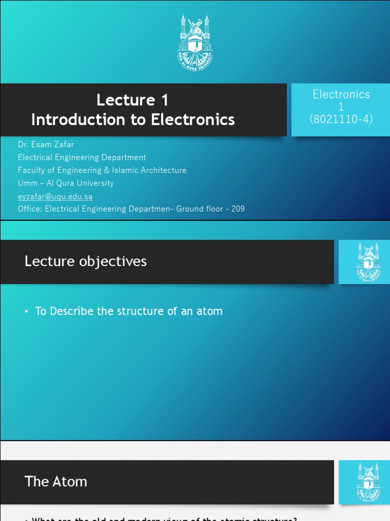 Lecture - 1 - Introduction To Electronics (The Atom) | PDF | Atoms ...
