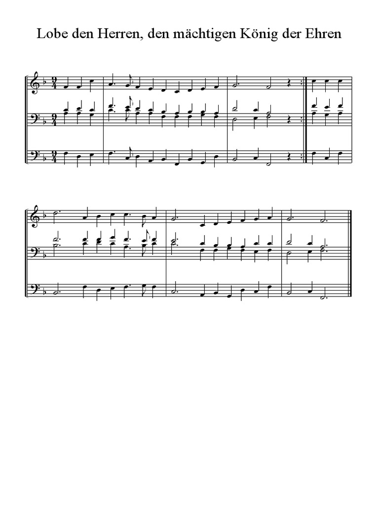 Lobe Den Herren, Den Mächtigen König Der Ehren | PDF