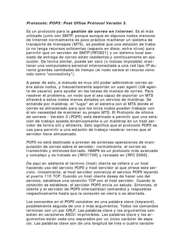 Protocolo Pop3 Post Office Protocol Version 3 - Compress | PDF ...