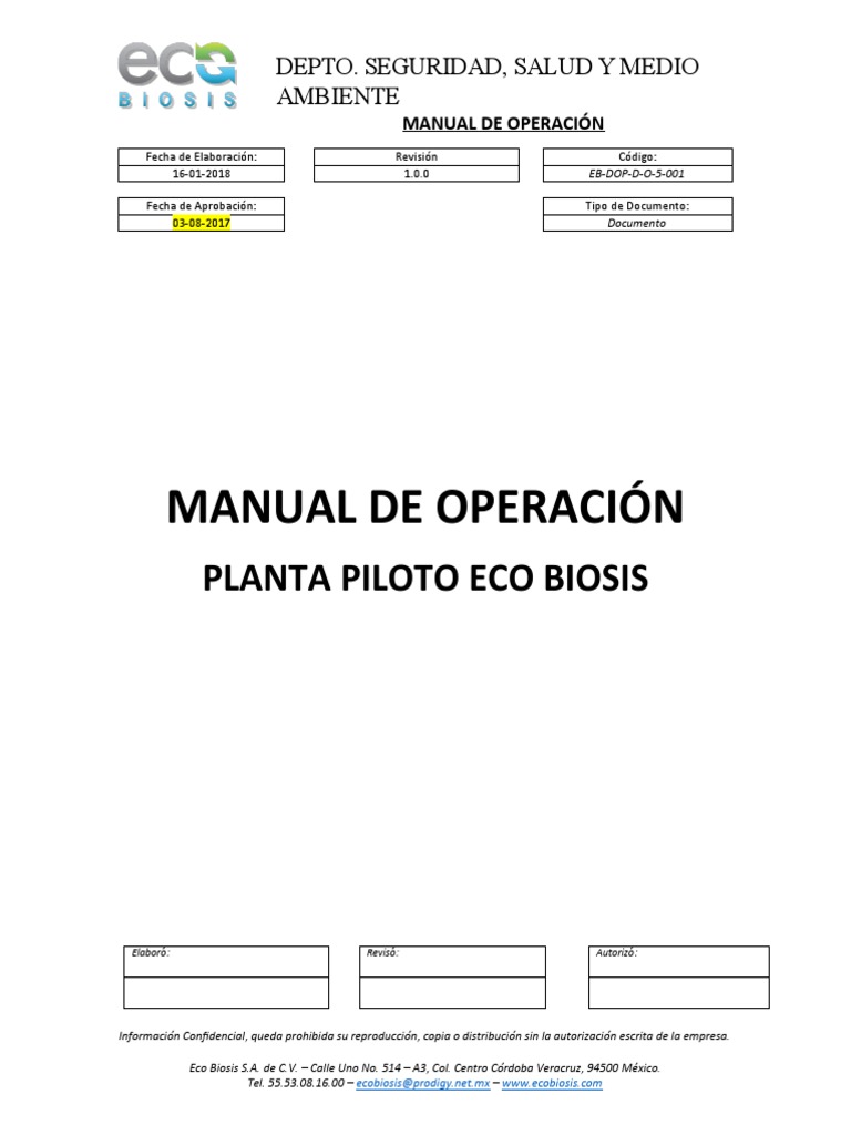 MANUAL DE OPERACIÓN v2 | PDF | Riesgo | Seguridad y salud ocupacional