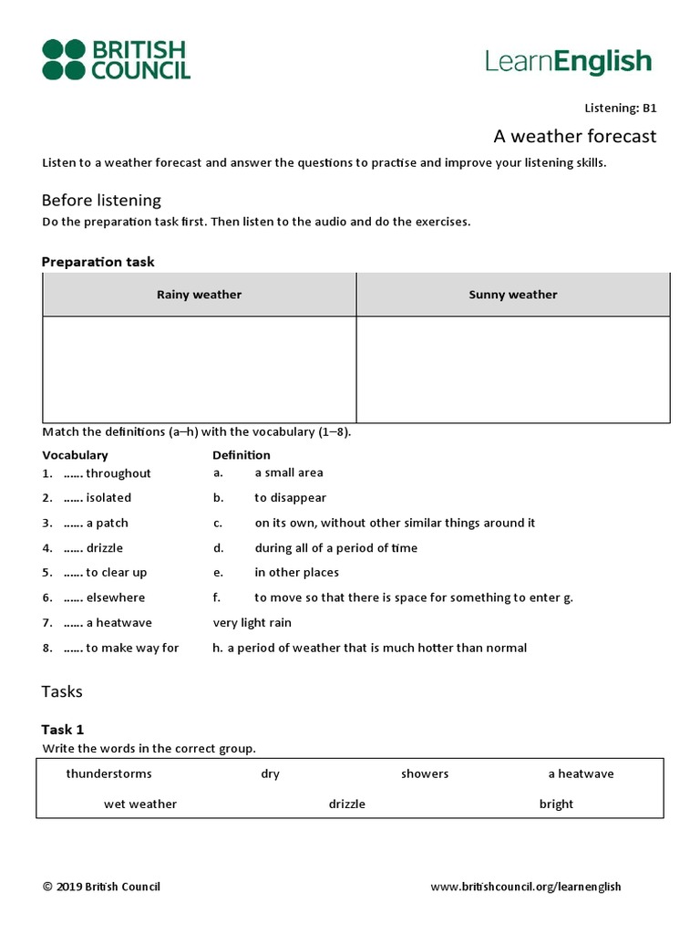 LearnEnglish Listening B1 A Weather Forecast | PDF | Rain | Weather
