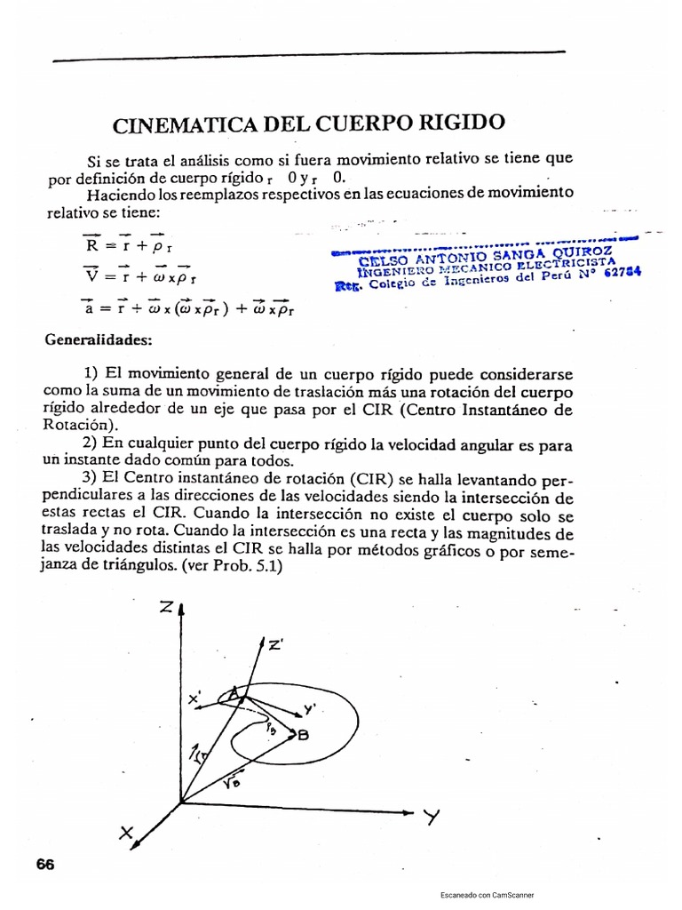 CINEMATICA DEL CUERPO RIGIDO - Problemas Resueltos | PDF
