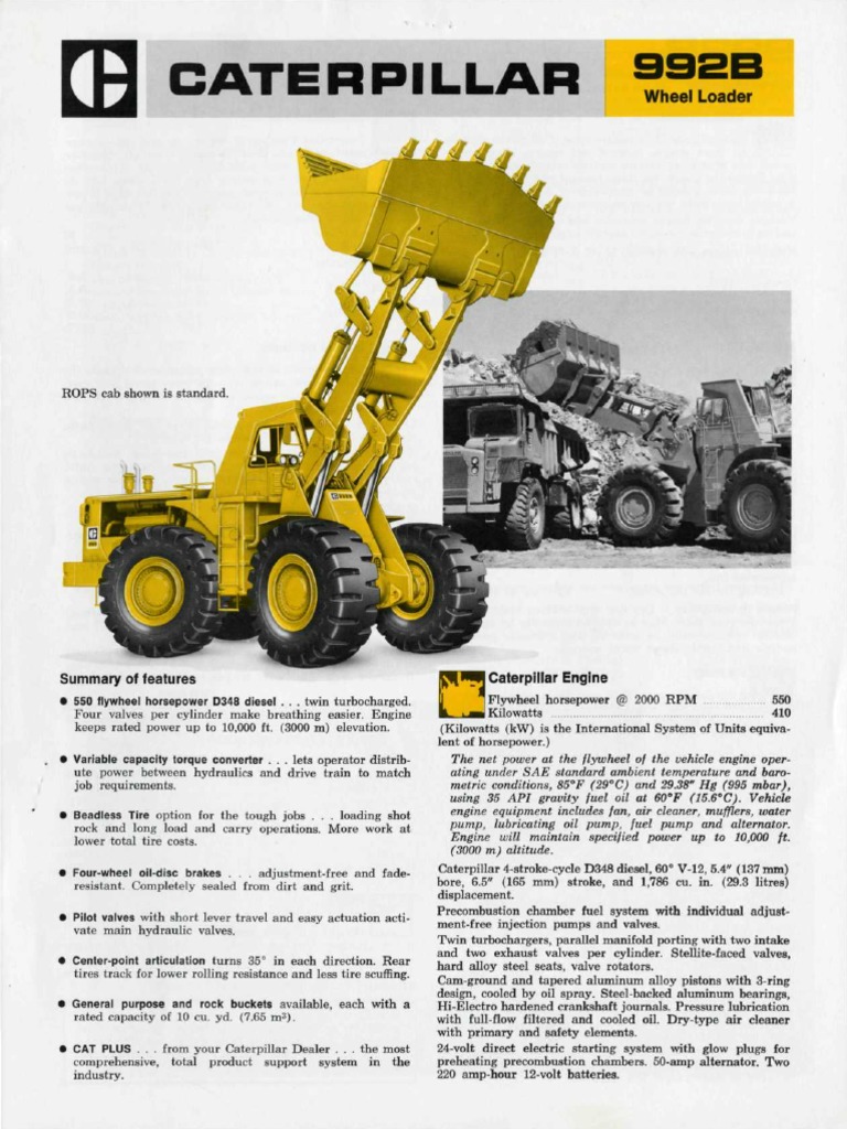 Cat 992 Loader Specifications Overview | PDF | Turbocharger | Axle