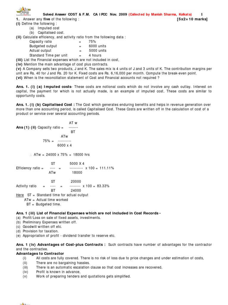28 Solved PCC Cost FM Nov09 | PDF | Factoring (Finance) | Net Present Value