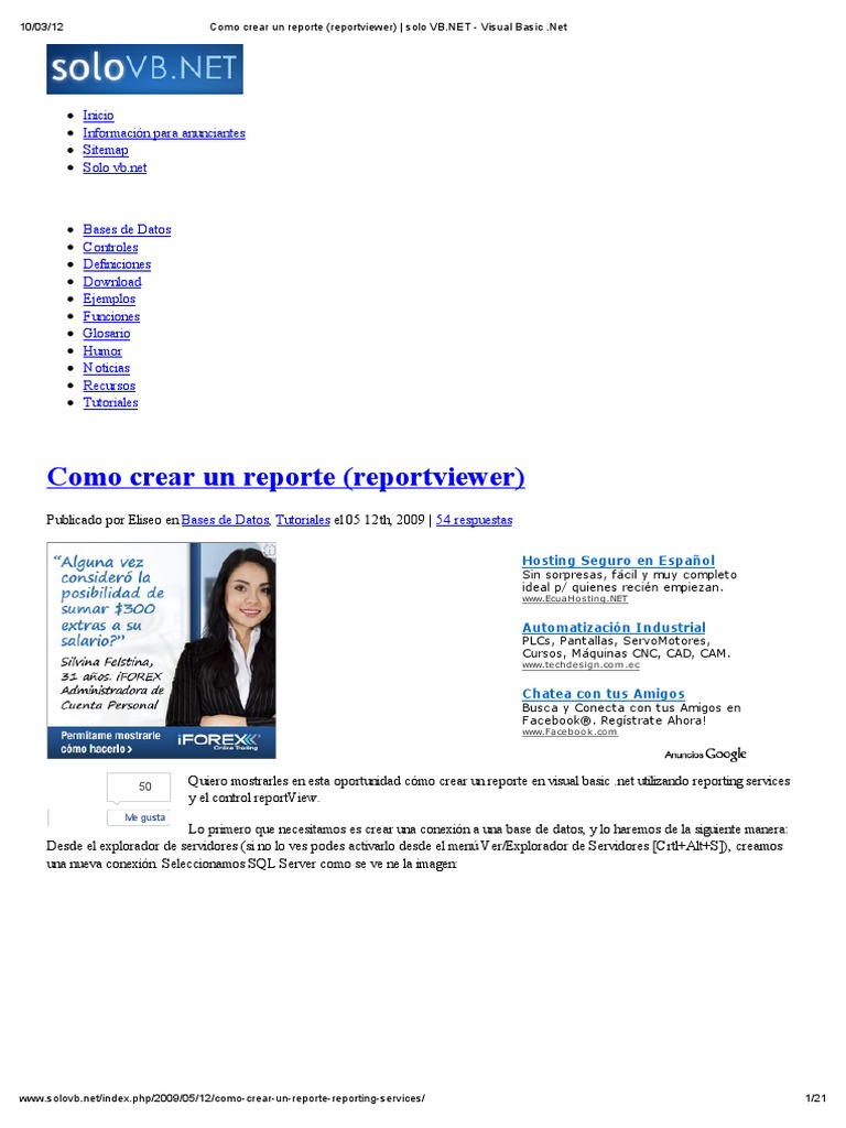 Como Crear Un Reporte (Reportviewer) - Solo VB - NET - Visual Basic | PDF | Básico | Edad de ...