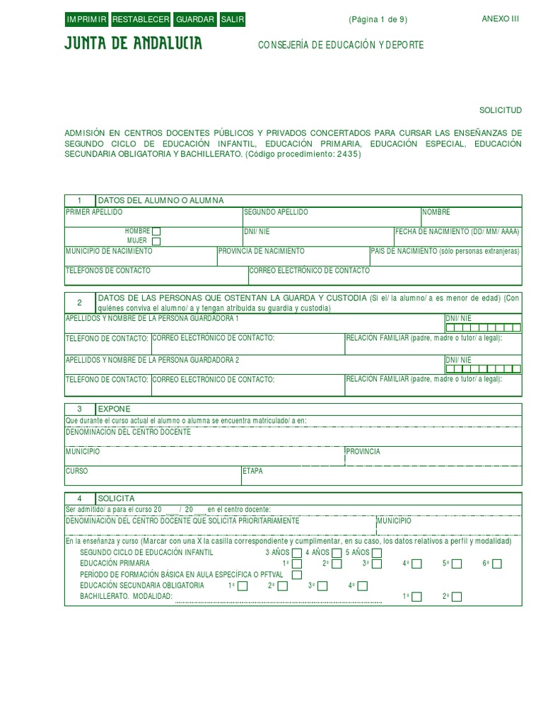 ANEXO III - Solicitud Admision | PDF | Privacidad de la información | Educación primaria