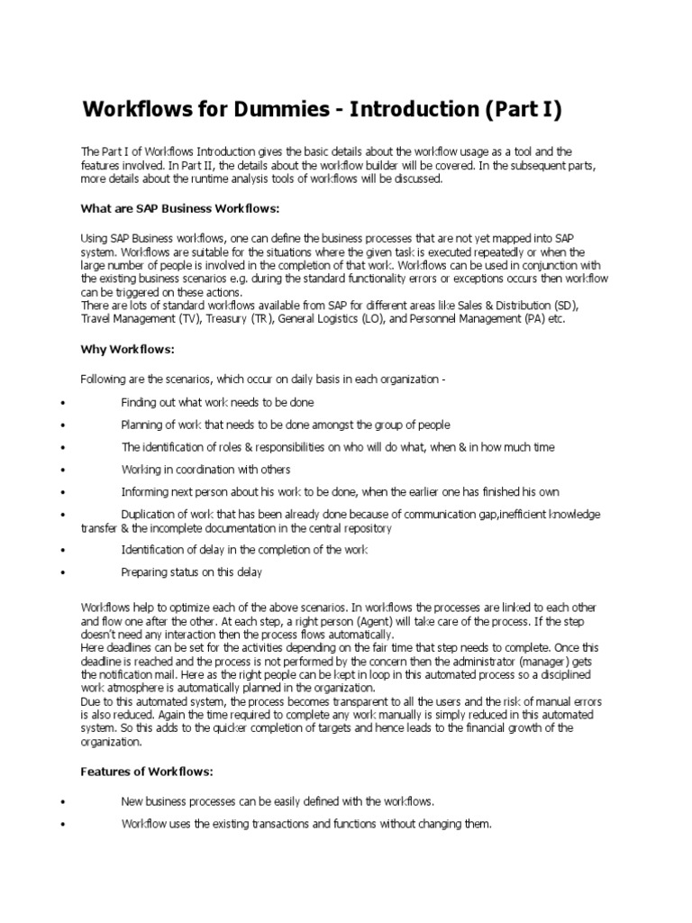 Workflows For Dummies - Introduction (Part I) : What Are SAP Business ...