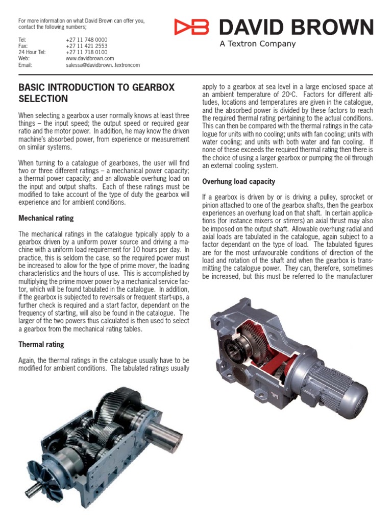 Basic Introduction To Gearbox Selection 14 | PDF | Transmission ...