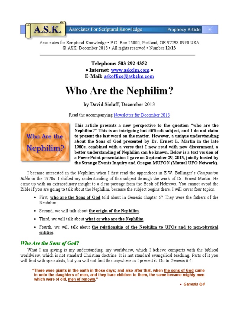 Who Are The Nephilim | PDF | Goliath | Nephilim