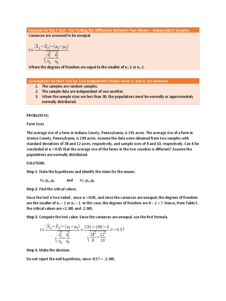 T-TEST Sample Solved Problems | PDF | Student's T Test | Methodology