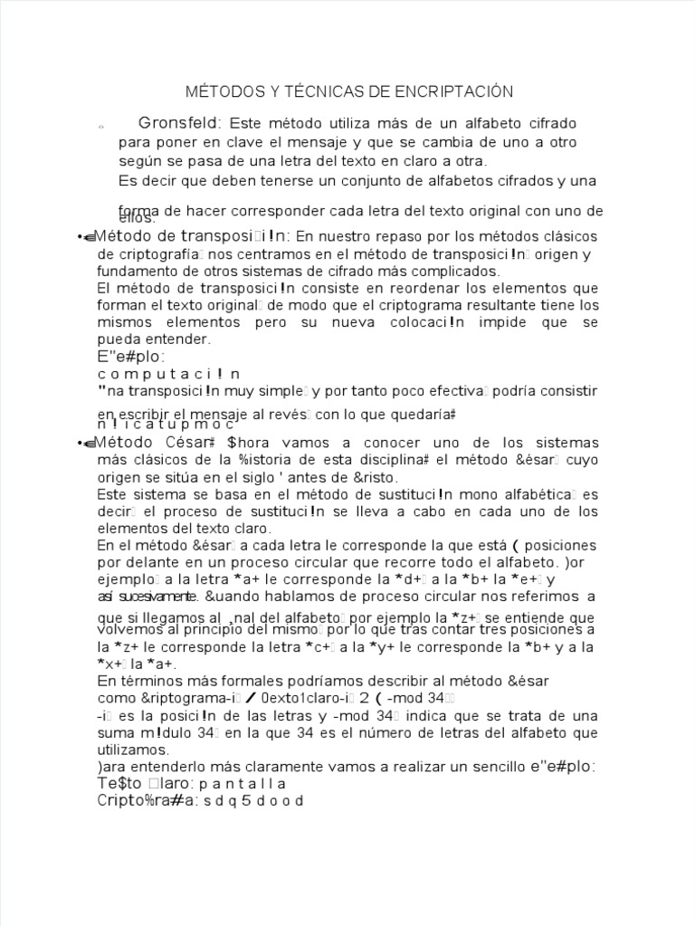 PDF Metodos y Tecnicas de Encriptacion | PDF | Clave (criptografía) | Criptografía