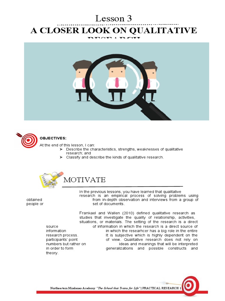 G11 Practical Research Lesson 3 | PDF | Qualitative Research | Ethnography