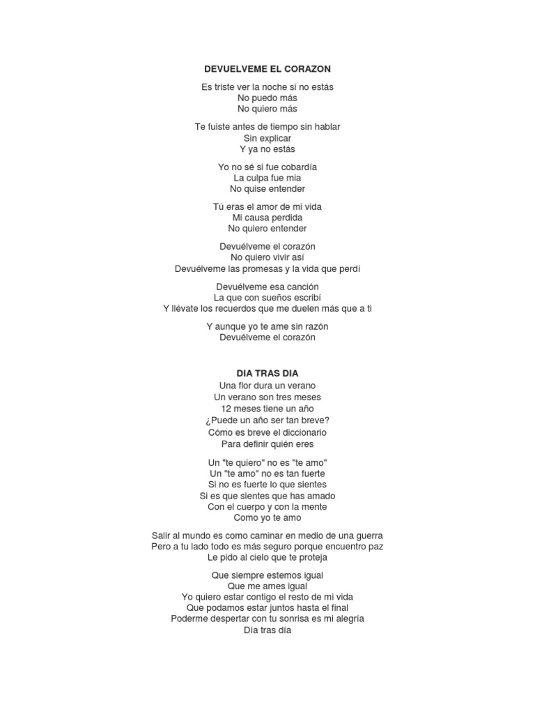 Devuelveme El Corazon | PDF