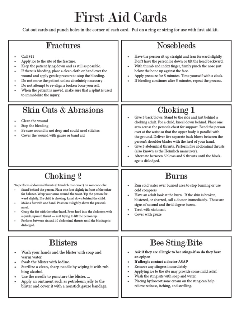 First Aid Cards | PDF | Clinical Medicine