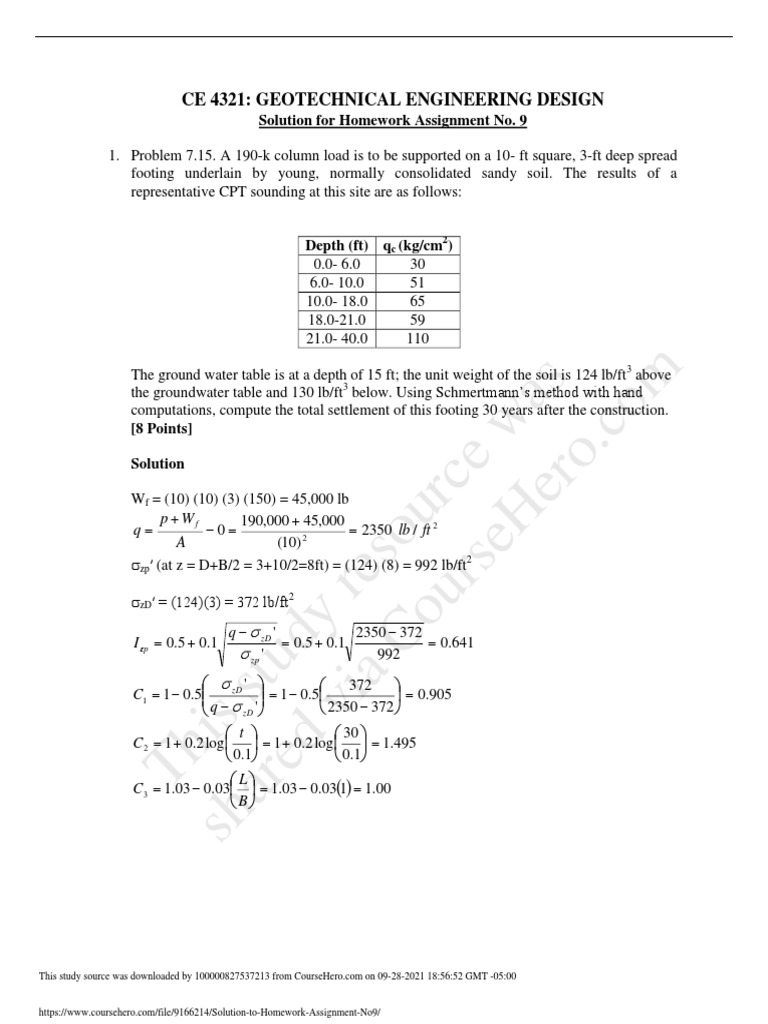 Solution To Homework Assignment No 9 Pdf Geomorphology Landscape