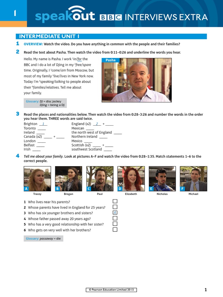 Speakout Intermediate, 2nd. BBC Interviews-Worksheets | PDF ...