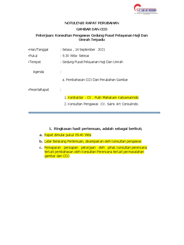 Berita Acara Rapat PCM 21072021 | PDF