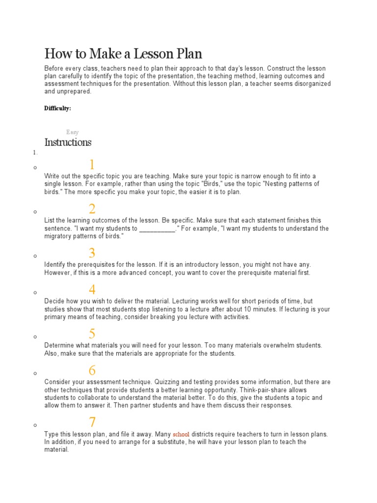 Steps to Create an Effective Lesson Plan | PDF | Lesson Plan | Teachers