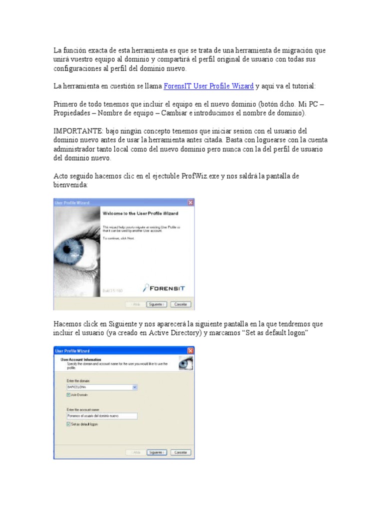 Guía de Migración con ForensIT ProfWiz | PDF
