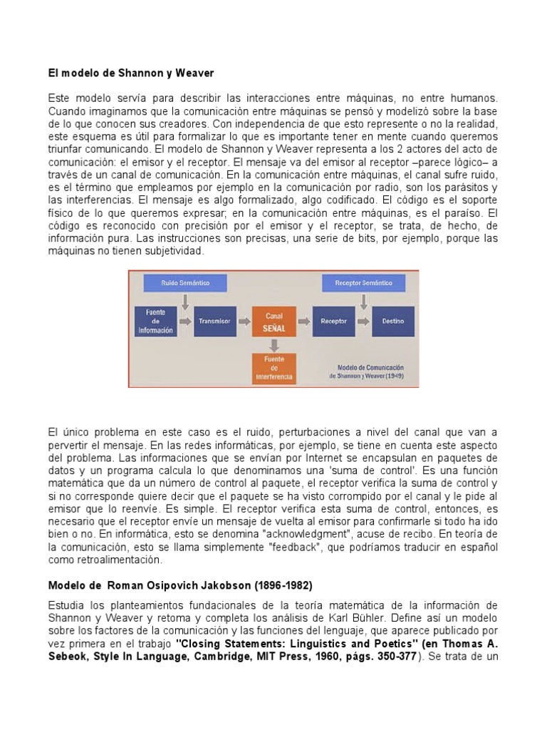 Modelo de Comunicación de Shannon y Weaver | PDF | Comunicación | Cognición