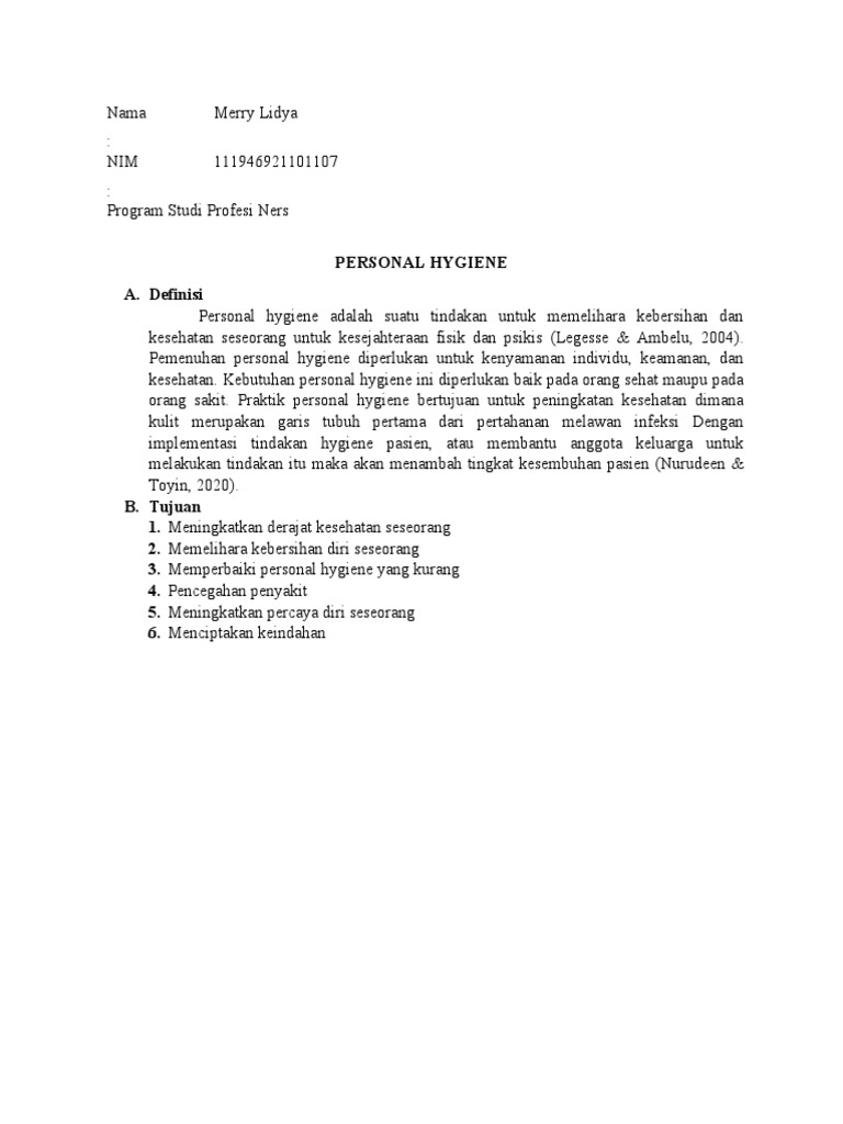 SOP Personal Hygiene | PDF