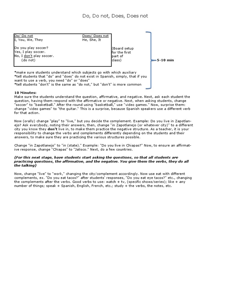 2.1 Do Do Not Does Does Not | PDF | Question | Communication