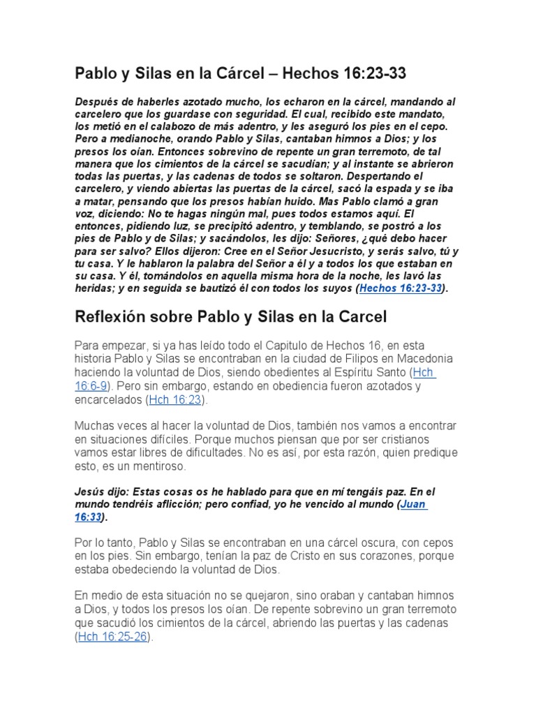 Lecciones de Pablo y Silas en la cárcel | PDF | Cristo (título) | Pecado