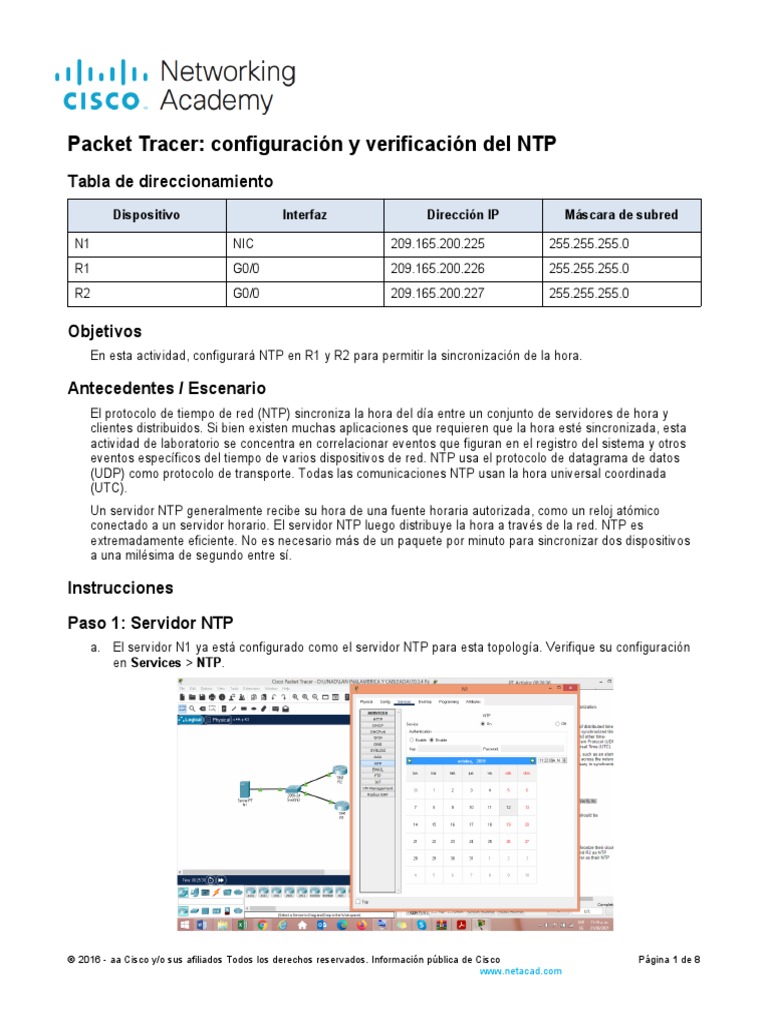 10.3.4 Packet Tracer - Configure and Verify NTP - ILM | PDF | Servidor (Computación) | Red de ...