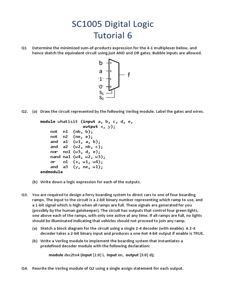 Combinational Circuits and Verilog Tutorial | PDF