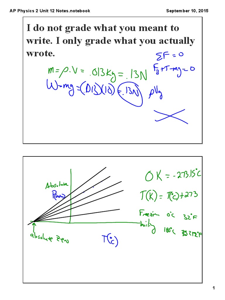 AP Physics 2 Unit 12 Notes | PDF | Thermodynamics | Gases