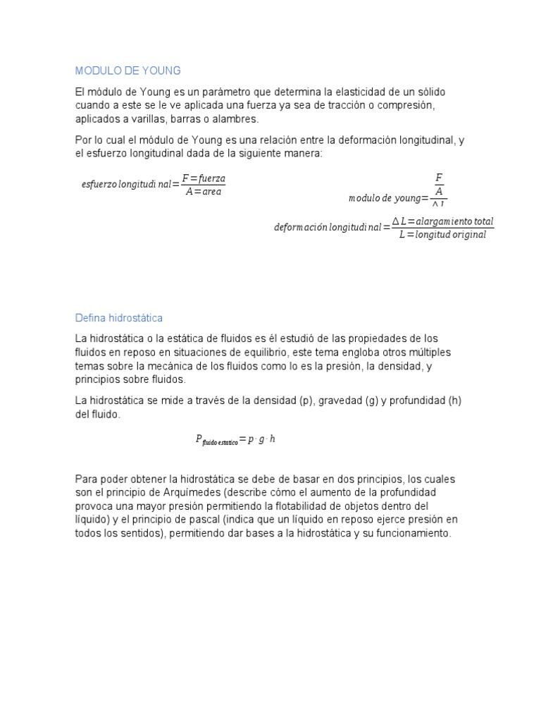 Modulo de Young | PDF | Líquidos | Presión