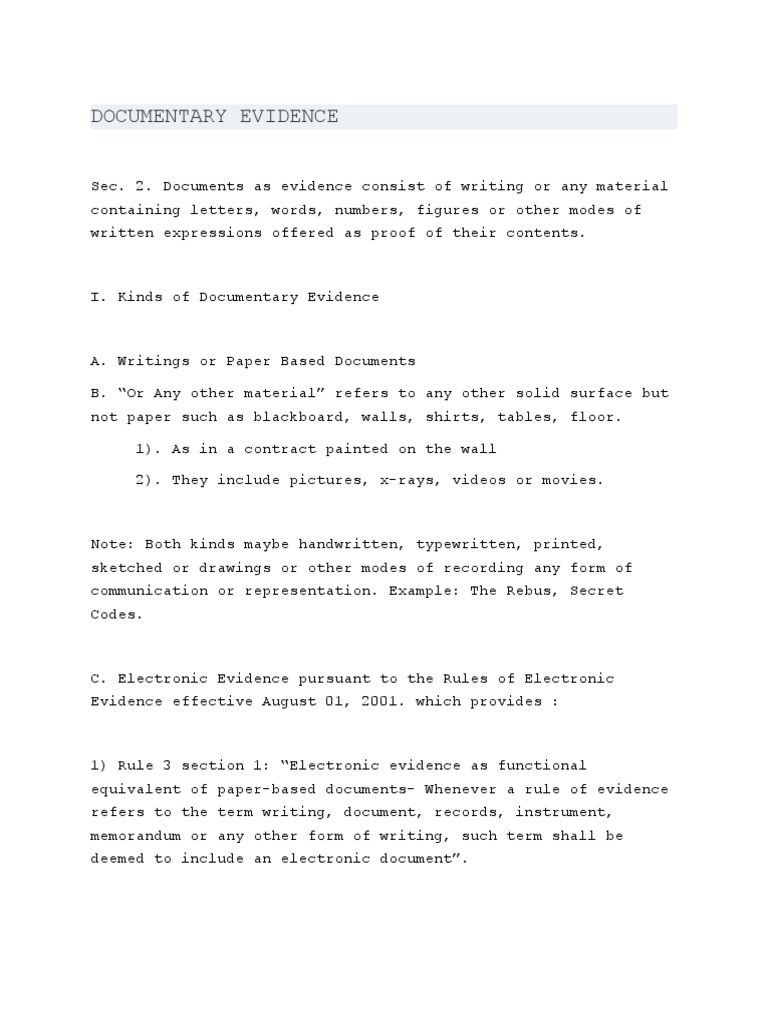 Documentary Evidence | PDF | Document | Evidence