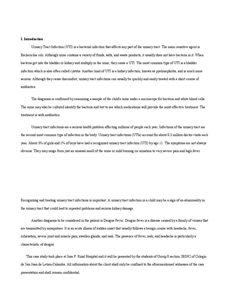 Case Study UTI | PDF | Urinary Tract Infection | Kidney