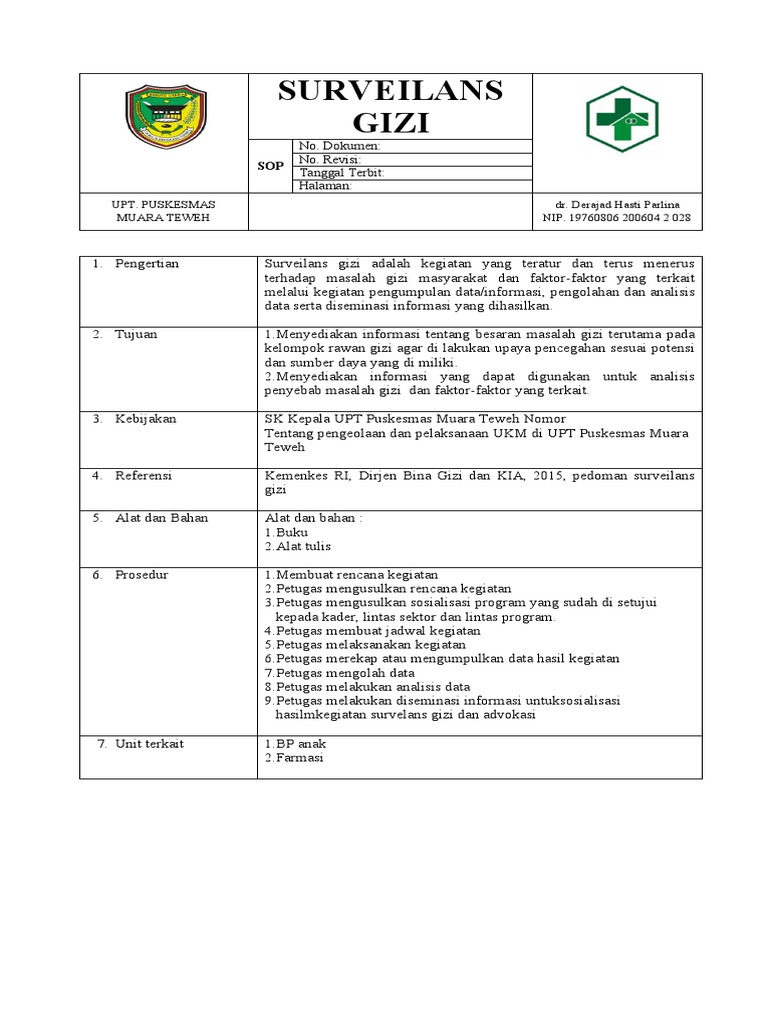SOP Surveilans Gizi | PDF