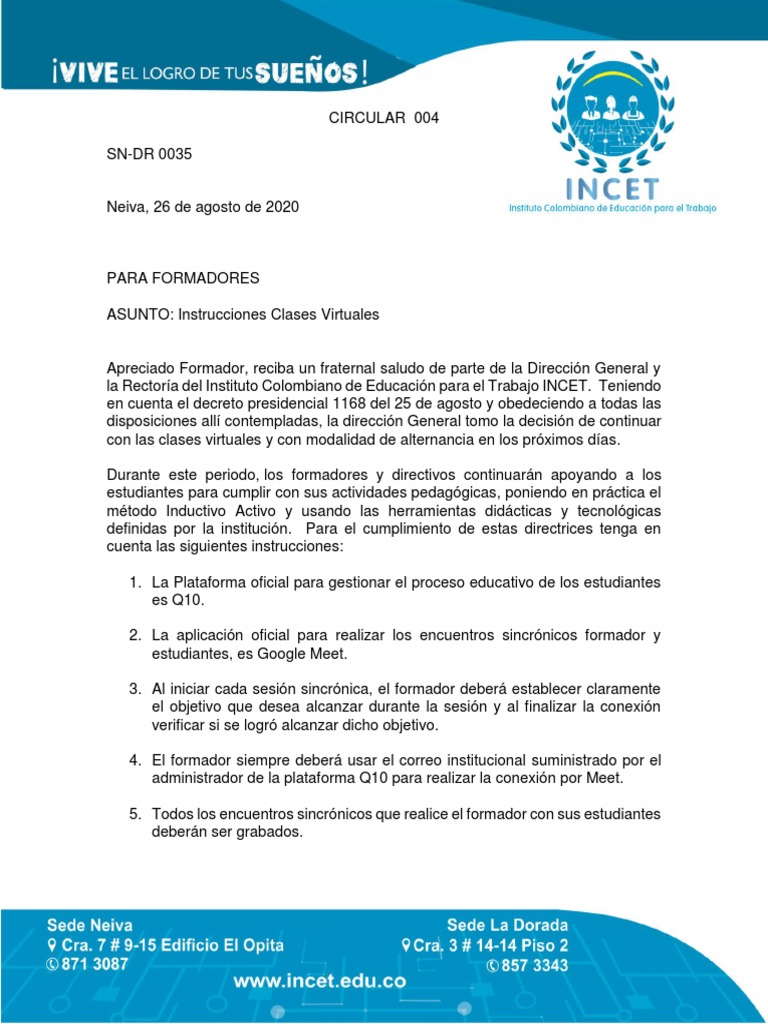 Circular Interna 004 | PDF