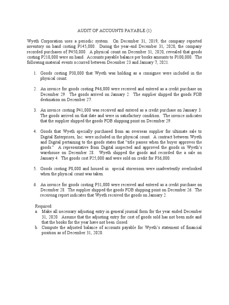 Audit Accounts Payable | PDF | Accounts Payable | Business