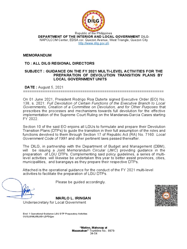 08 - 05 - 2021 - MEMO - LGU DTP Roll-Out Operational Guidance | PDF ...