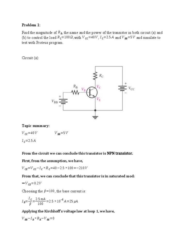 Problem 1 | PDF | Electrical Network | Transistor