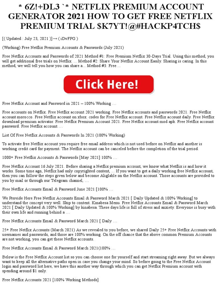 Netflix Free Account Generator Premium DI6 | PDF | Netflix | Password