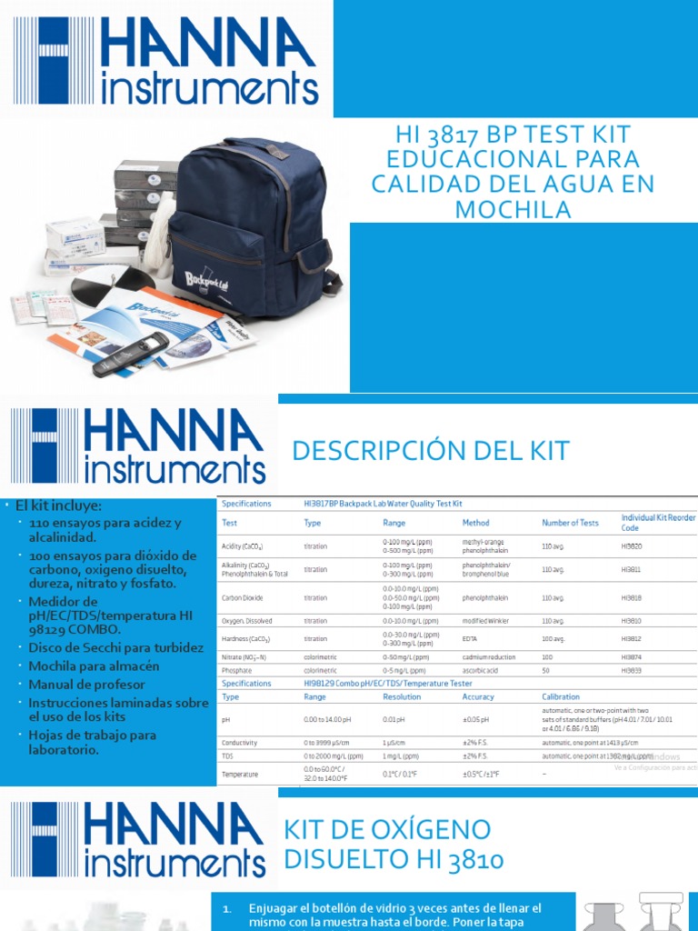 HI 3817 BP Test Kit Educacional para Calidad | PDF | Dióxido de carbono ...