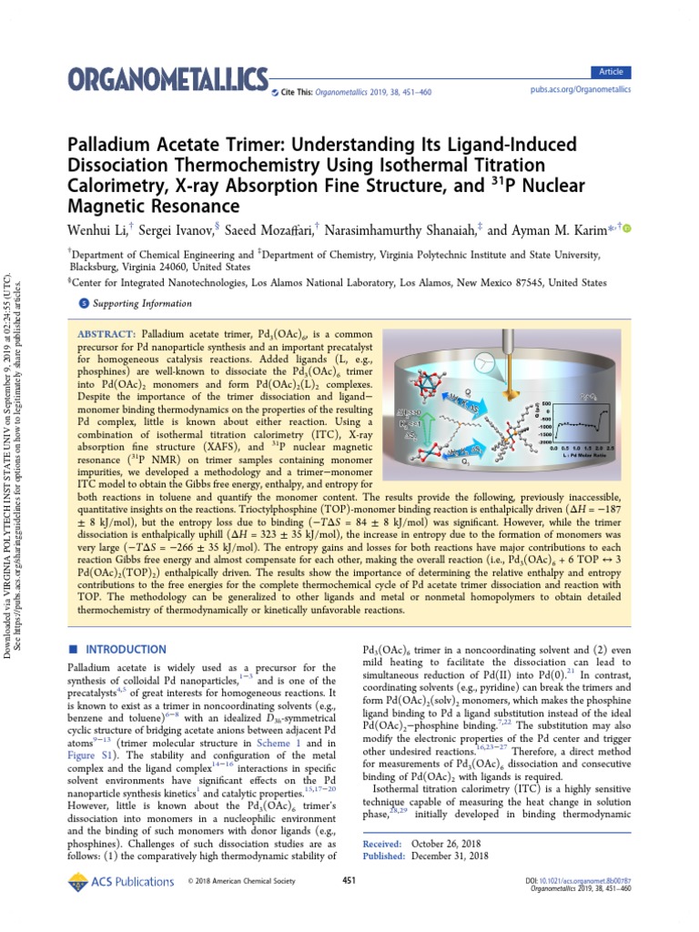 Palladium Acetate Trimer - Understanding Its Ligand-Induced ...