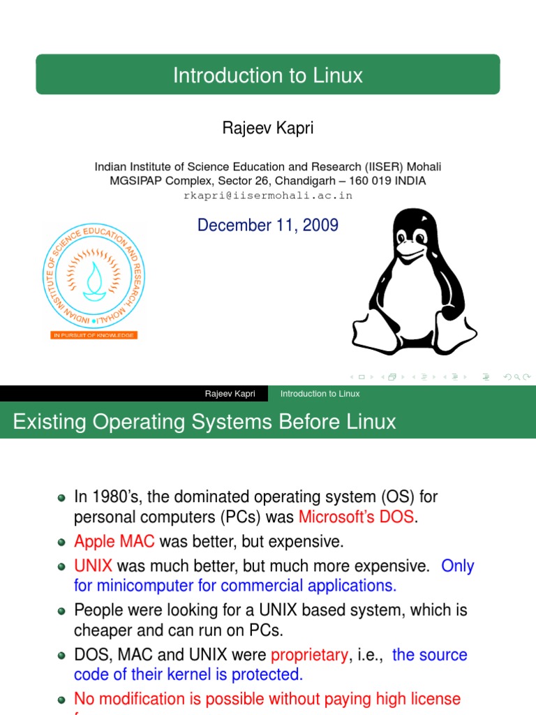 Introduction To Linux: Rajeev Kapri | PDF | Gnu | Unix