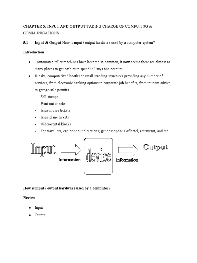Chapter 5: Input and Output Taking Charge of Computing & | PDF | Personal Digital Assistant ...