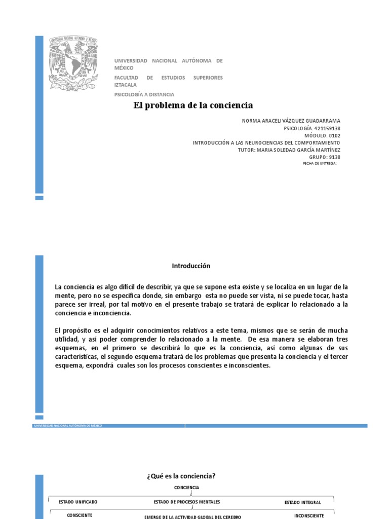 Problemas y procesos de la conciencia | PDF | Mente | Mente inconsciente