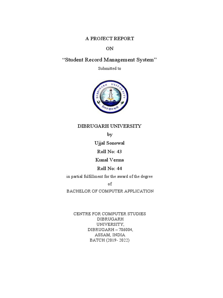 "Student Record Management System": A Project Report ON | PDF | Use ...