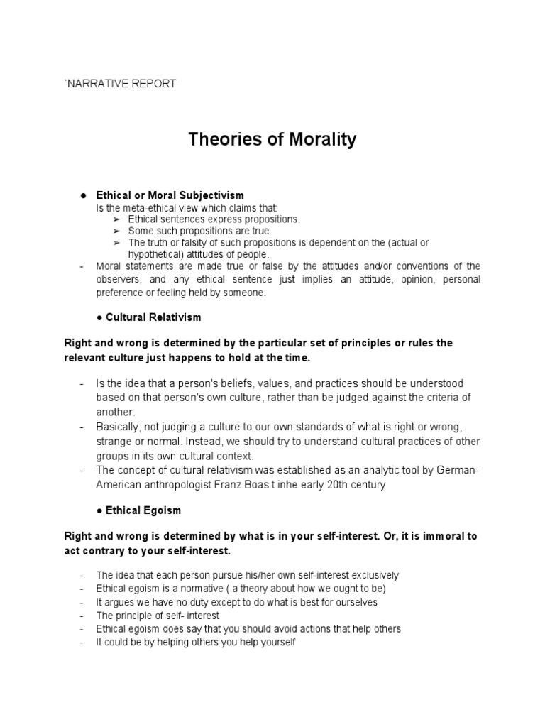 Ethics Narrative Report | PDF | Utilitarianism | Crime & Violence