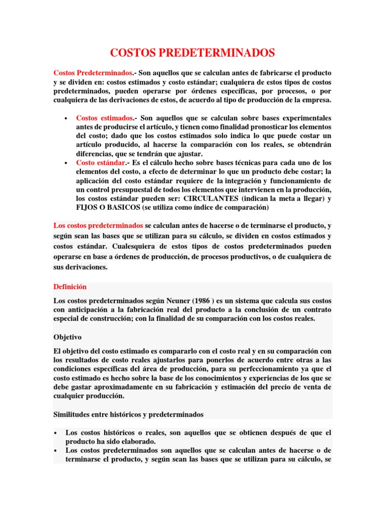 S - 12 Costos - Predeterminados | PDF | Costo | Business