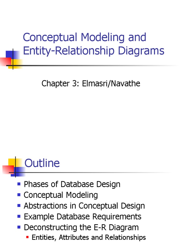 Conceptual Modeling and Entity-Relationship Diagrams: Chapter 3: Elmasri/Navathe | PDF ...
