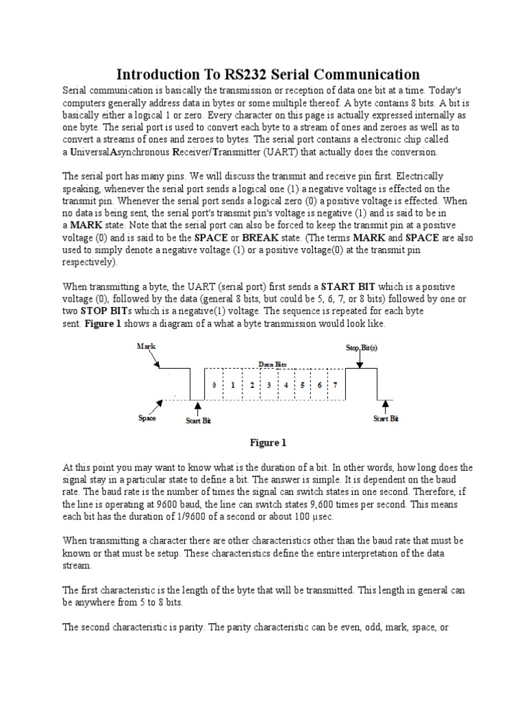 RS232 Serial Communication Basics | PDF | Bit | Computer Networking