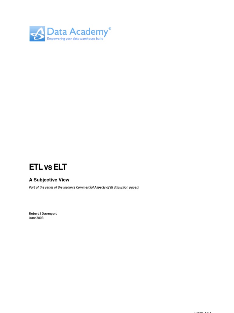 ETL Vs ELT White Paper | PDF